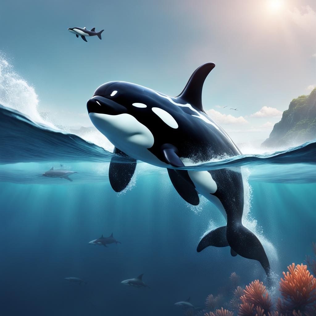 Orca whale swimming in the ocean - AI Generated Artwork - NightCafe Creator
