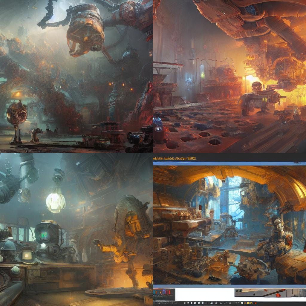 scientific laboratory with small robots and weapons - AI Generated ...