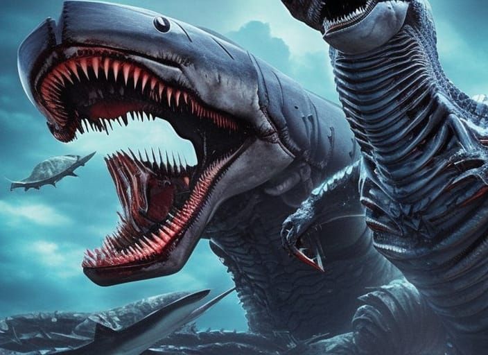 xenomorph shark godzilla 3 - AI Generated Artwork - NightCafe Creator