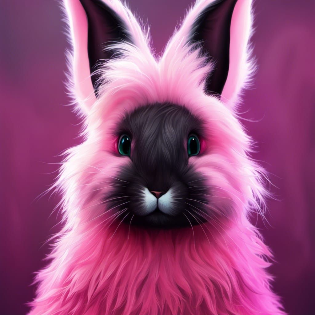 Adorable Front Portrait of a Cyberpunk Emo Bunny Rabbit 🐰 Pastel Punk ...