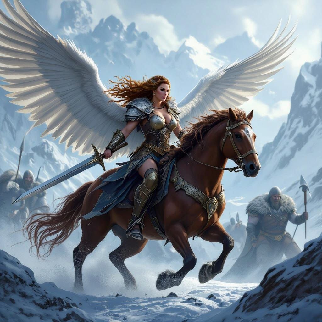 Vibrant Plus Sized Valkyrie Rides into Battle on W... - AI Art