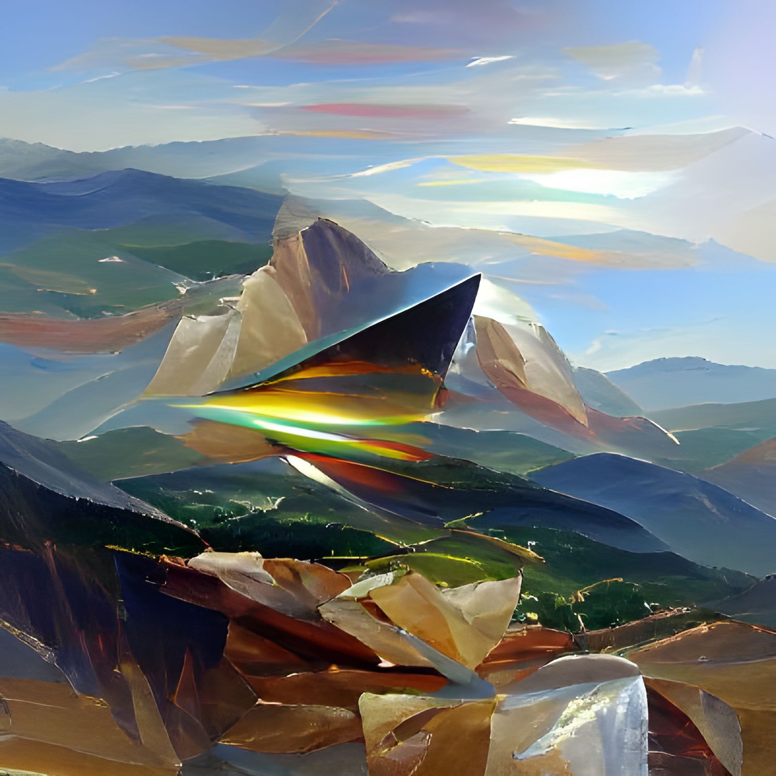 abstract prism over mountain landscape - AI Generated Artwork ...