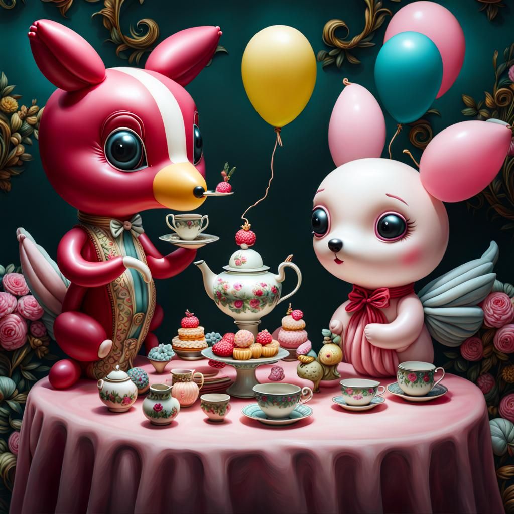 Inflatable Tea Party - AI Generated Artwork - NightCafe Creator