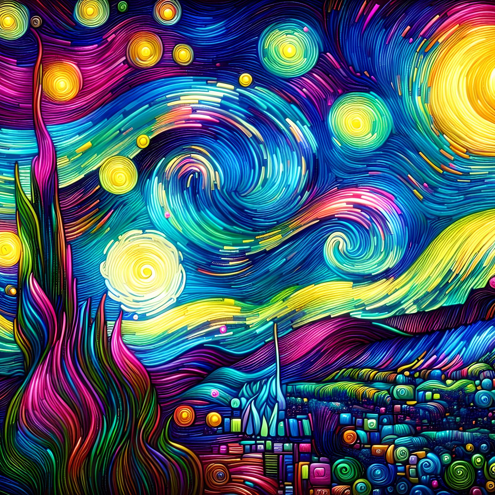 Starry Night Pop - AI Generated Artwork - NightCafe Creator