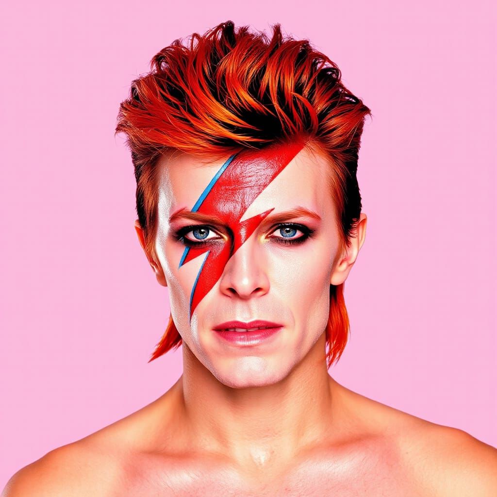 Rock Icon David Bowie as Aladdin Sane with Vibrant... - AI Art