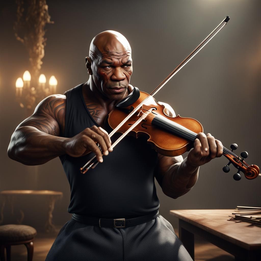 Mike Tyson playing a violin - AI Generated Artwork - NightCafe Creator