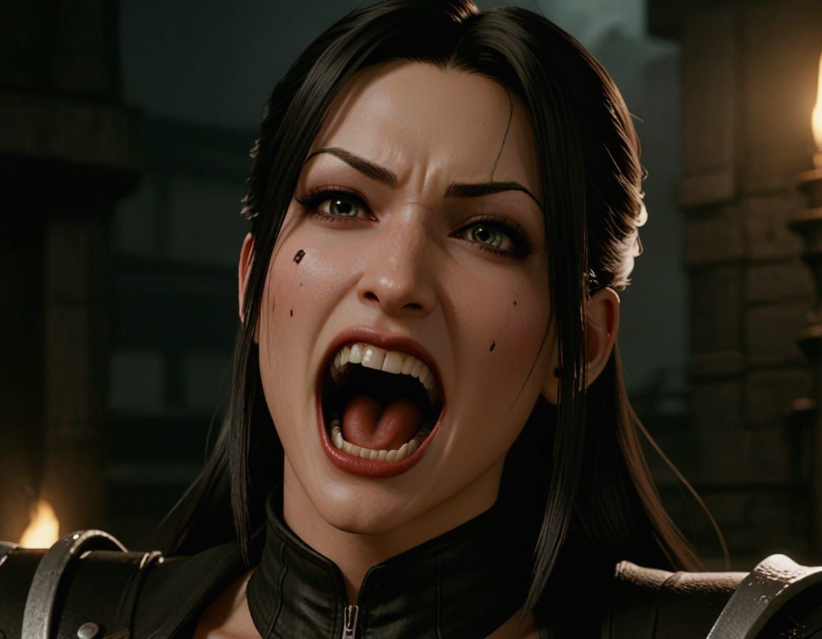 Tifa Lockhart as a Cybergothic Vampire - AI Art