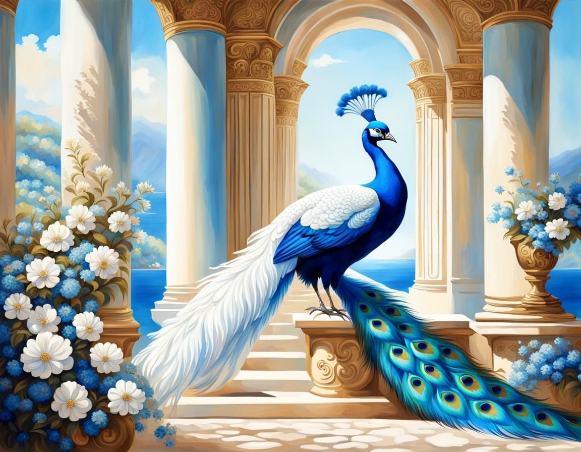 Blue And White Peacock 3 Ai Generated Artwork Nightcafe Creator