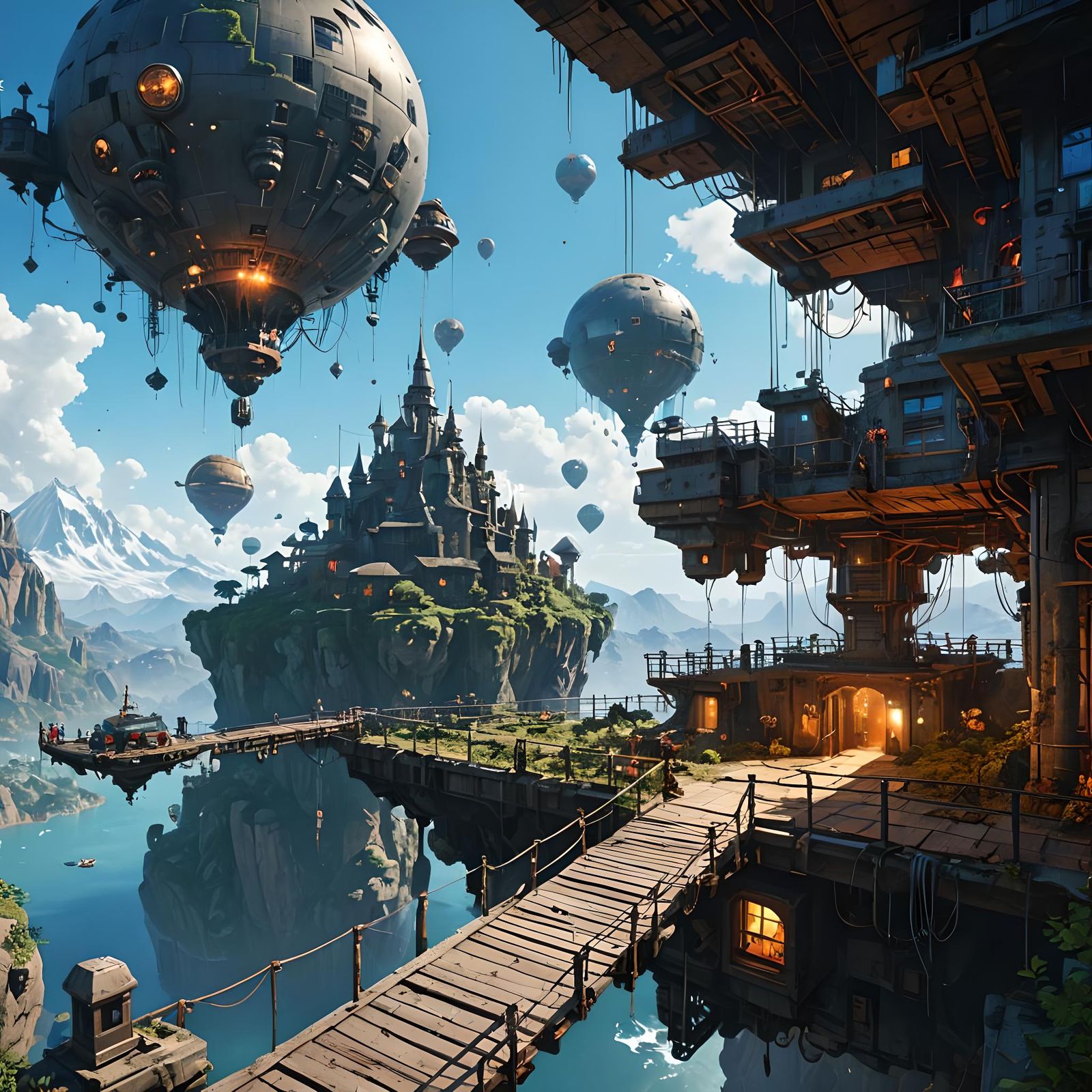 Floating High Tech Fortress - AI Generated Artwork - NightCafe Creator