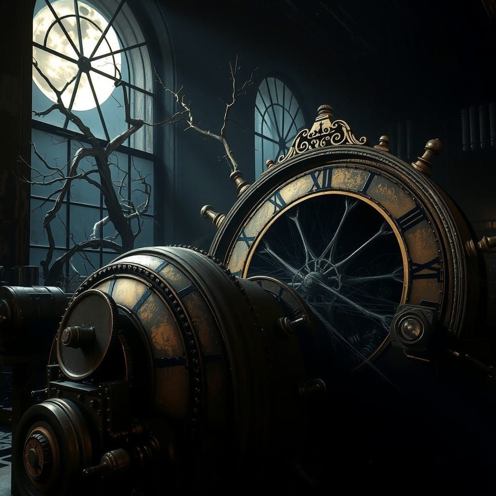 Time Machine in Abandoned Laboratory - AI Art