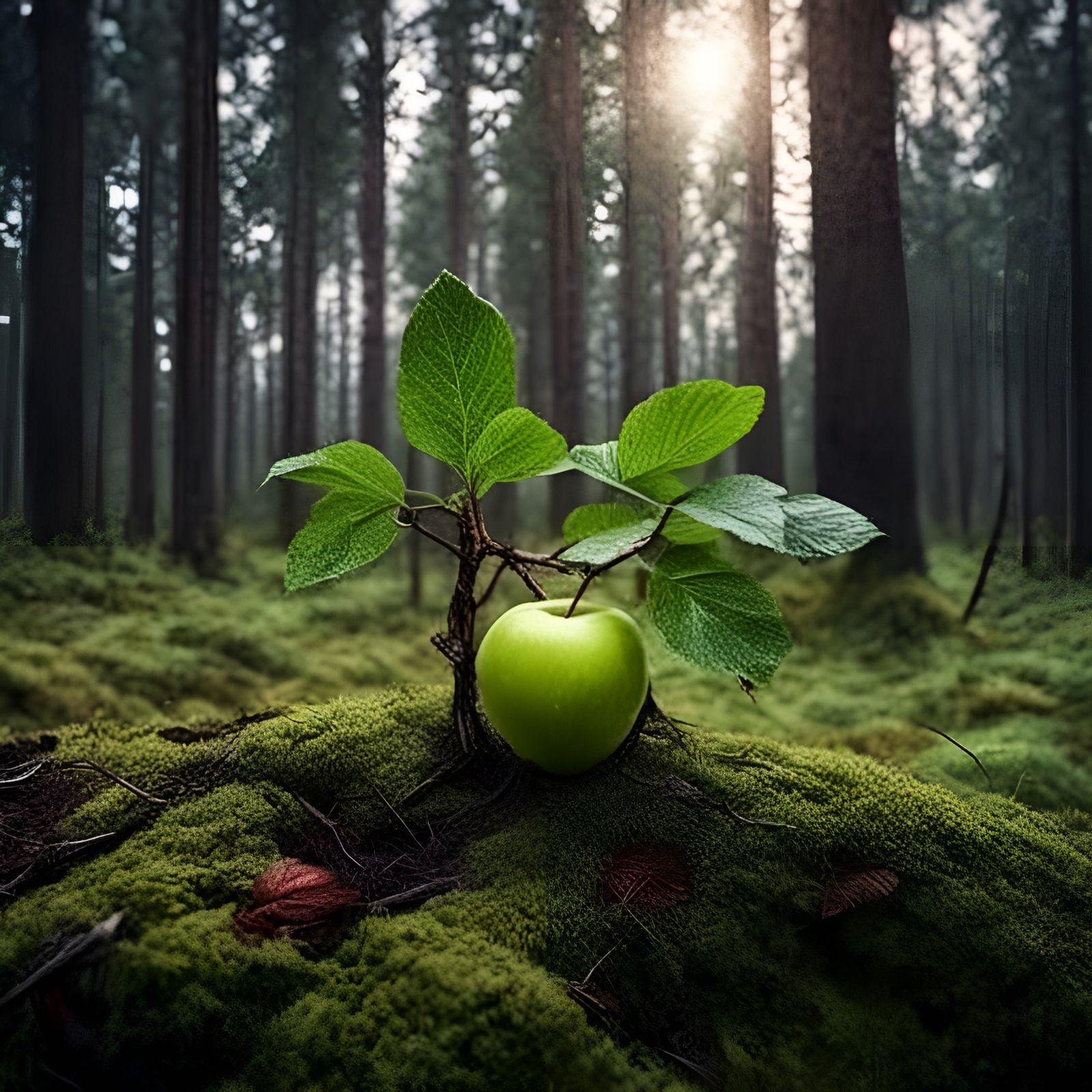 Apple Fantasy in a Scandinavia Forest - AI Generated Artwork ...