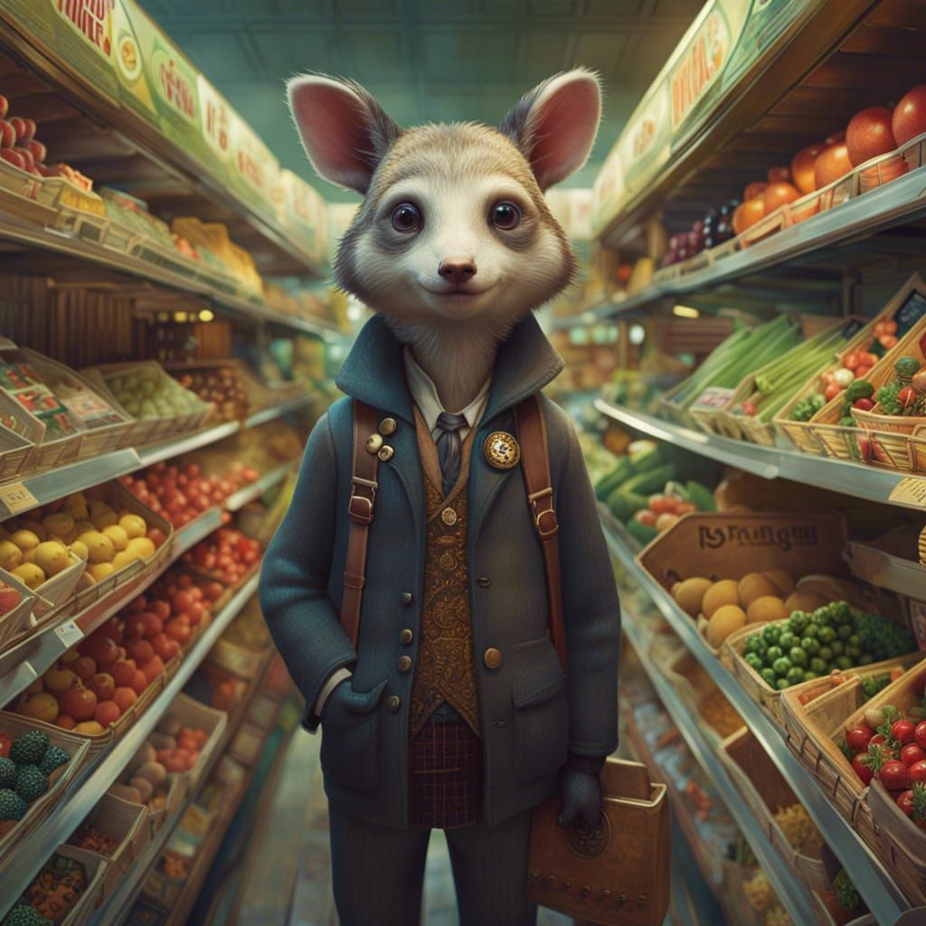 Animal Supermarkets World - Shopper in the Aisles. - AI Generated ...