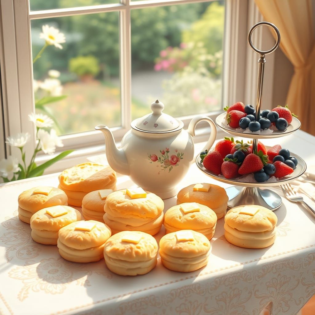 Afternoon Tea - Delicate Afternoon Tea Scene in a Cozy Engli...