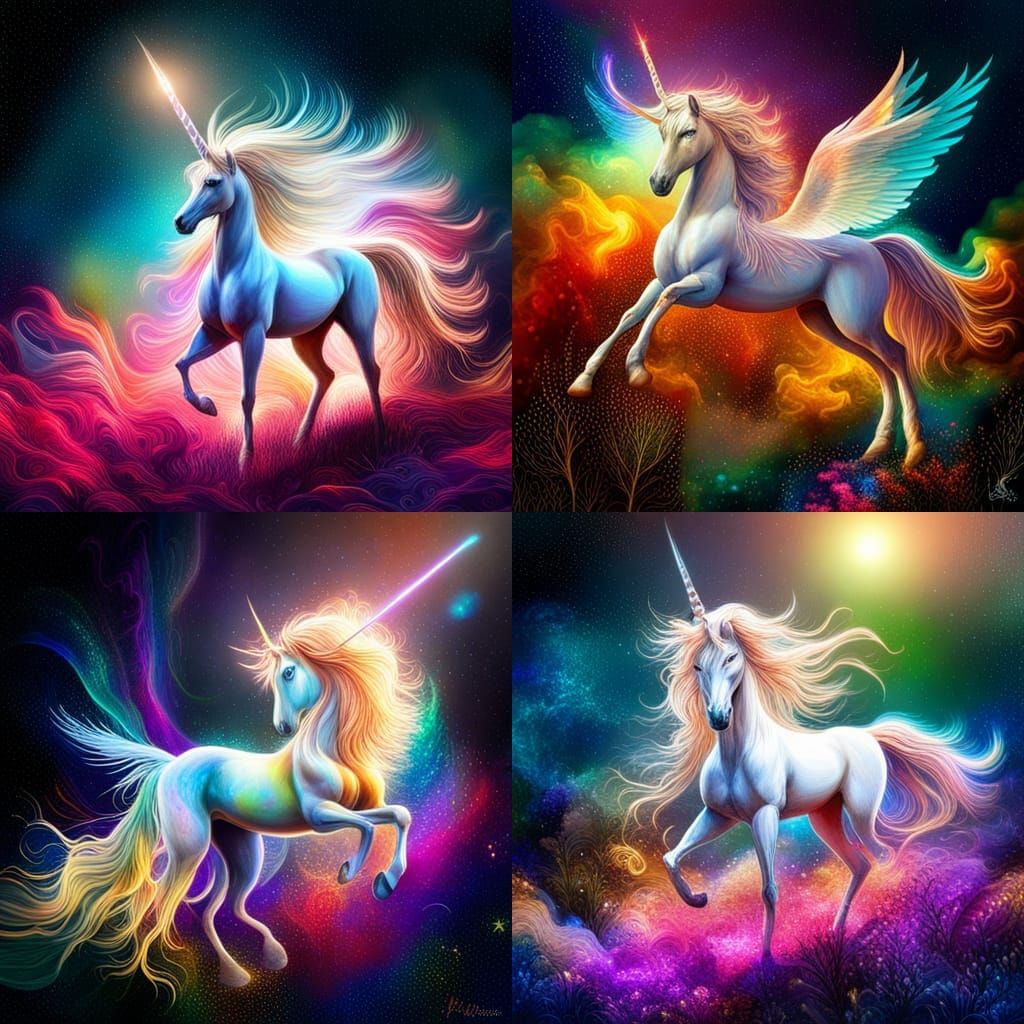 Sparkles above a full body unicorn, 8k resolution holographic astral ...