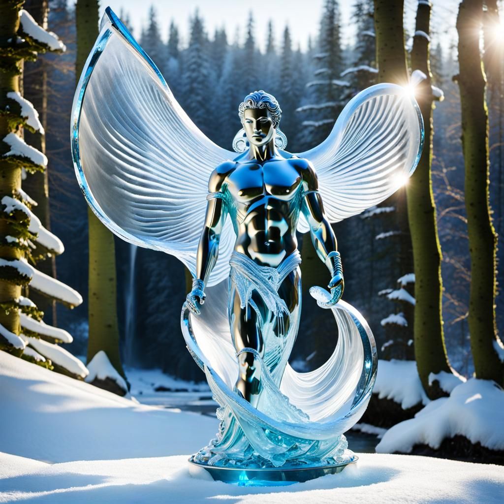 bright organic transparent Ice sculpture - AI Generated Artwork ...
