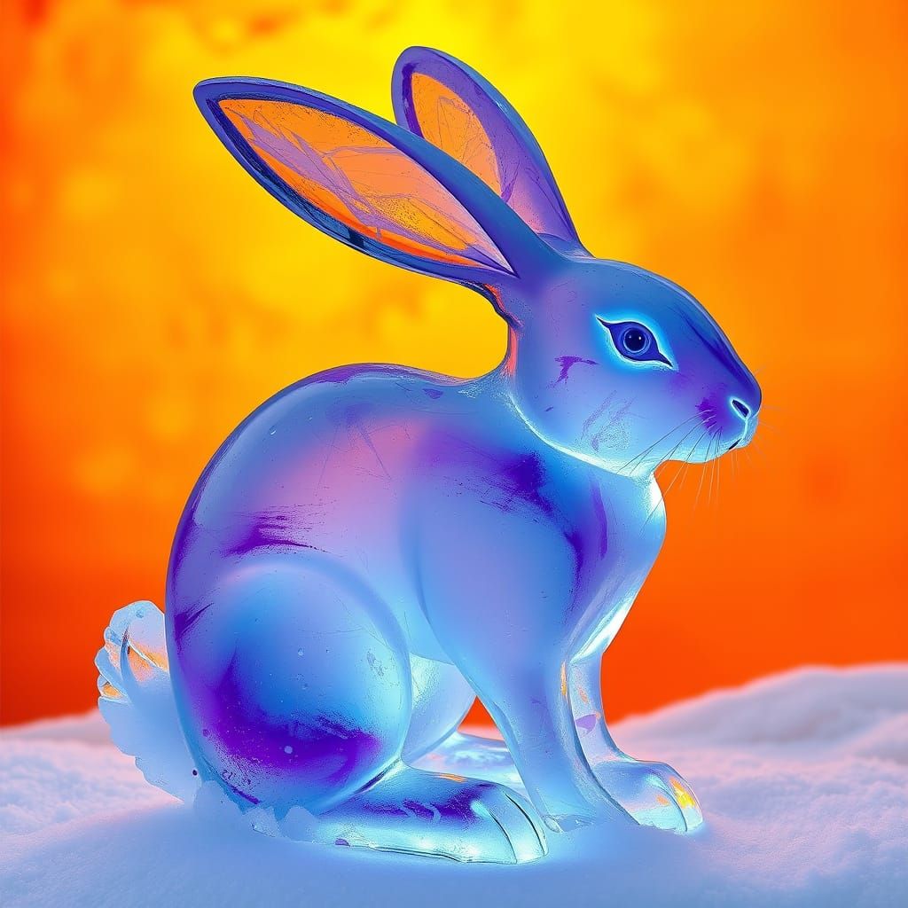 Ethereal Ice Rabbit in Abstract Expressionist Styl... - AI Art