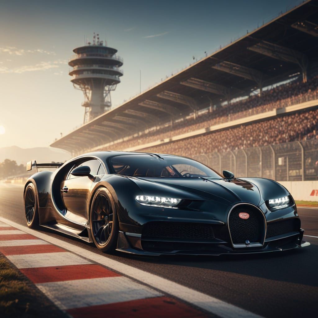 Bugatti Chiron racing on a race track