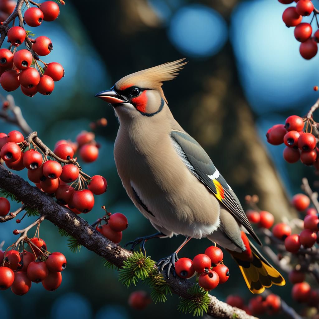 Bohemian waxwing - AI Generated Artwork - NightCafe Creator