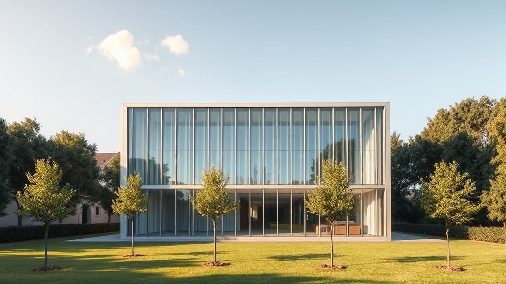 Modern Building with Transparent Facades and Minim... - AI Art