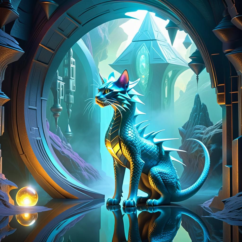 Dragon-Cat Explorer - AI Generated Artwork - NightCafe Creator
