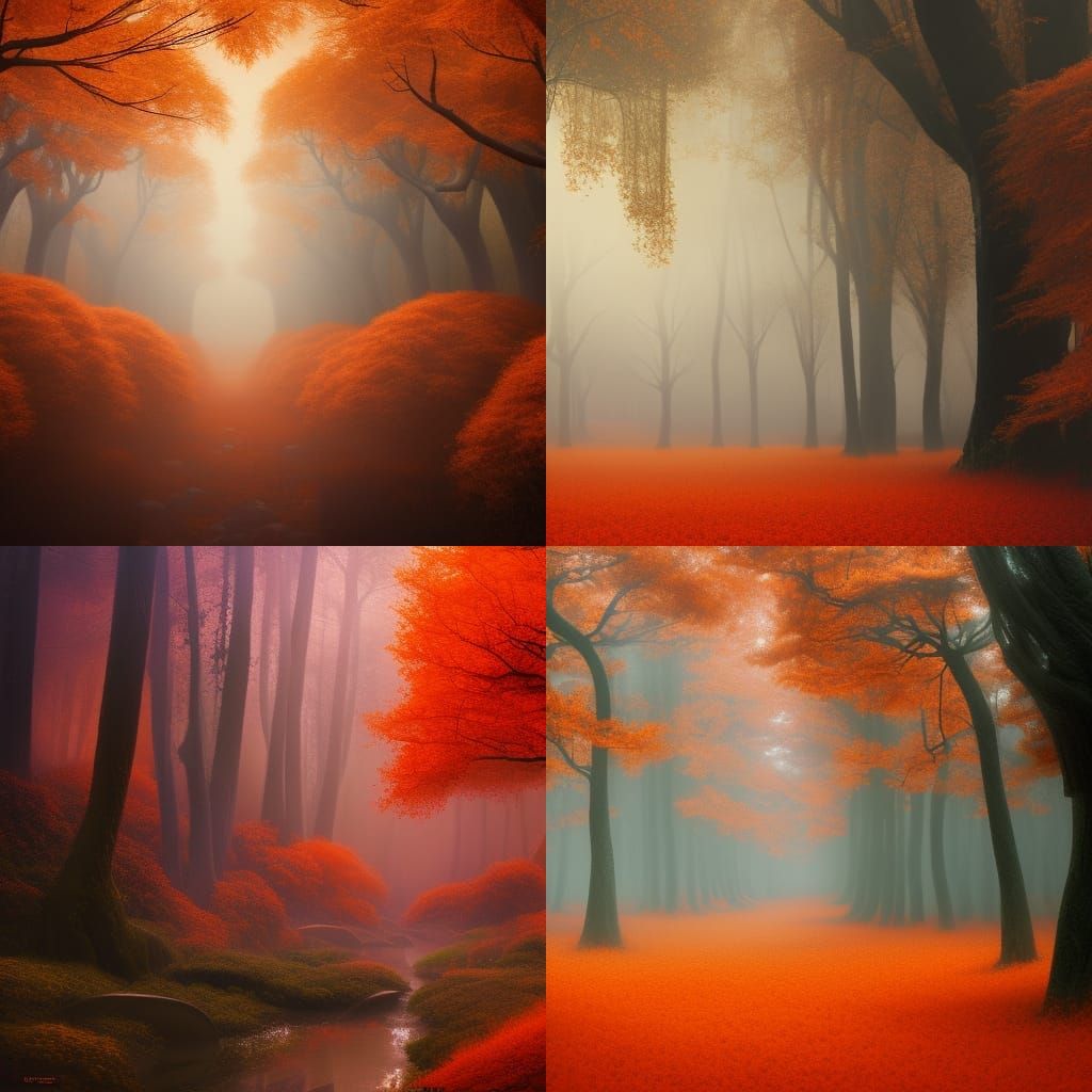 ORANGe forest in an Orange World ethereal fantasy hyperdetailed mist ...
