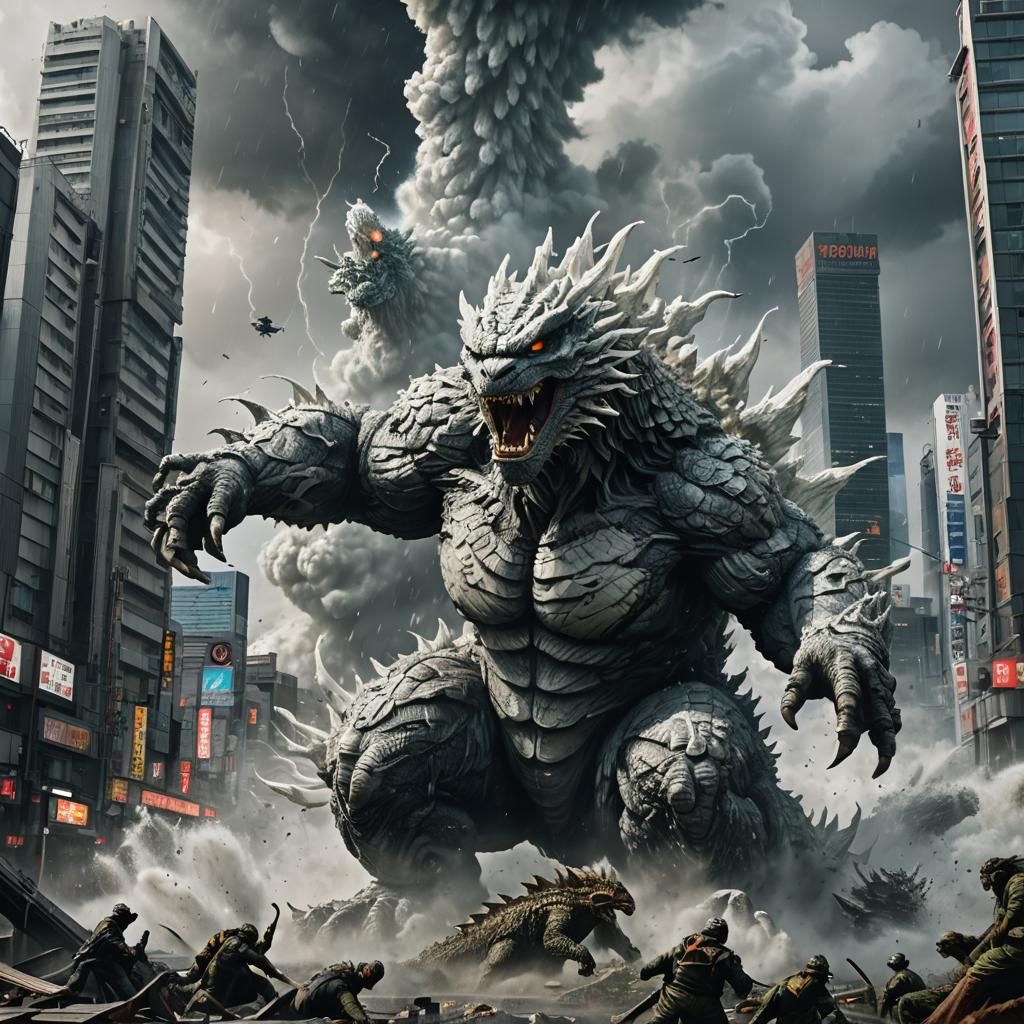 White Tornado Godzilla - AI Generated Artwork - NightCafe Creator