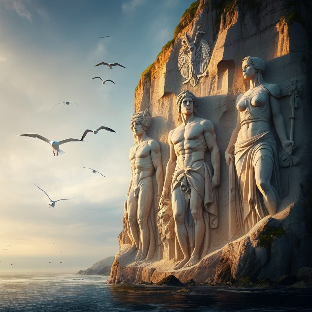 Carved into the alabaster cliff face a Welcome sight