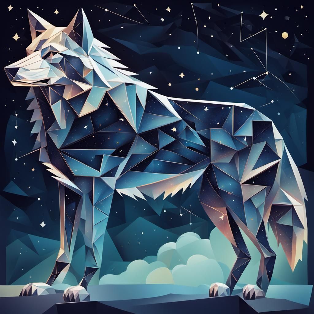 Cubist Wolf at night - AI Generated Artwork - NightCafe Creator