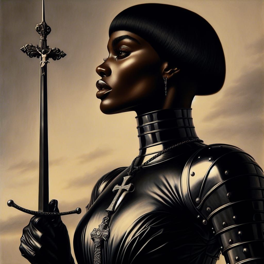 ⚔Joan of Arc⚔ - A Dark, Brooding Portrait of a Black Joan of...