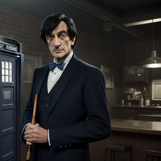 Patrick Troughton as Doctor Who holding a "recorder" (Flute) - AI ...