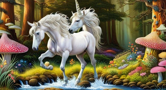 foal Bedazzled Unicorn with Silver reflective horn in Enchanted Woods ...