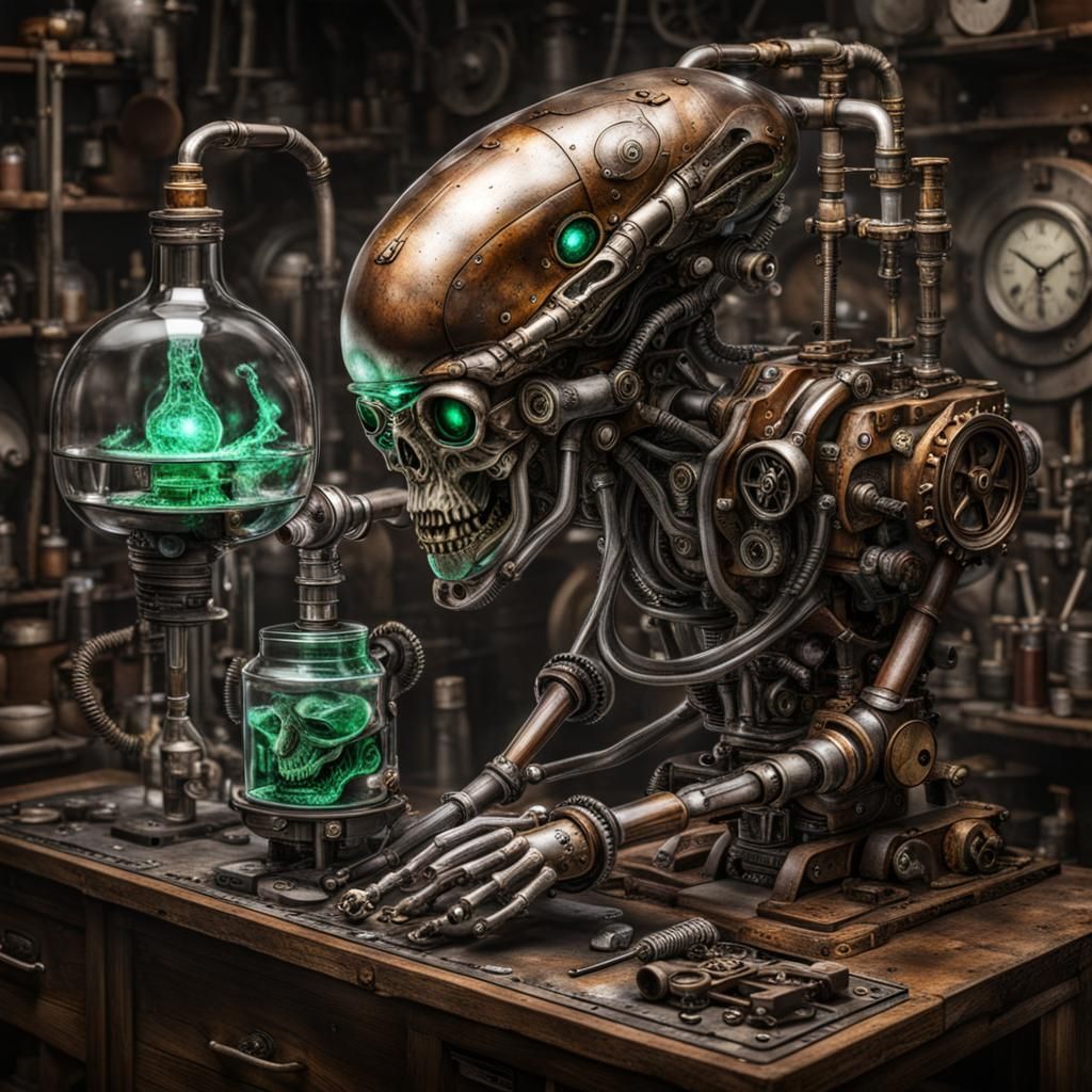 Steampunk alien - AI Generated Artwork - NightCafe Creator