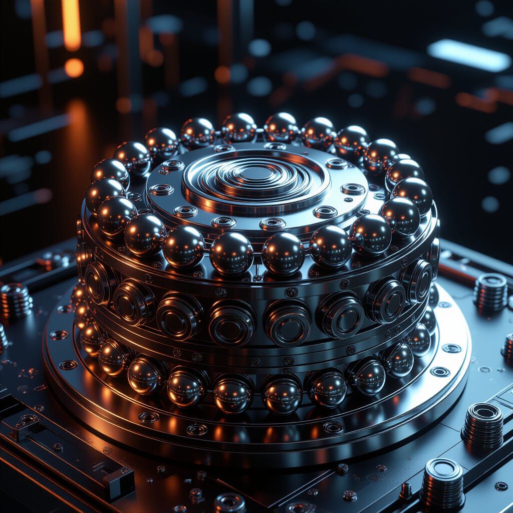 Metal Cake - Futuristic Metal Ball Bearing Cake in Sci-Fi St...