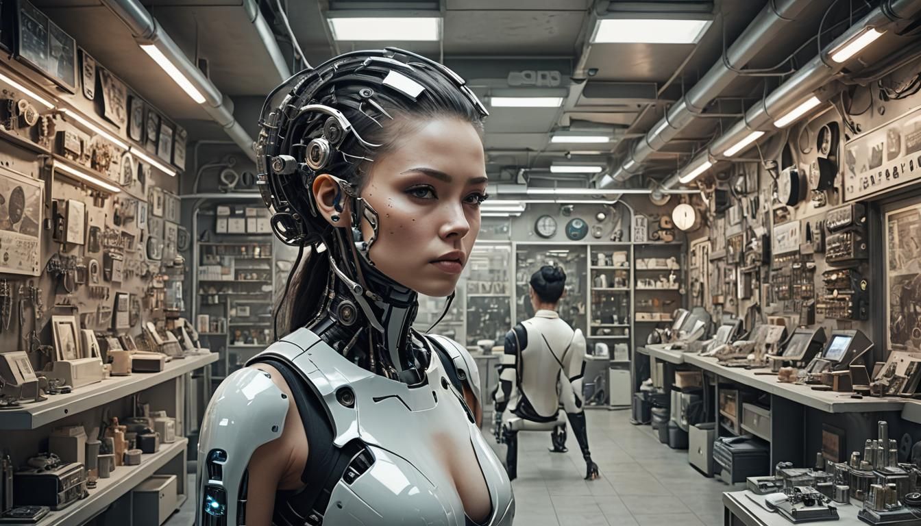 Dystopian Sci-Fi Body Modification Shop - AI Art