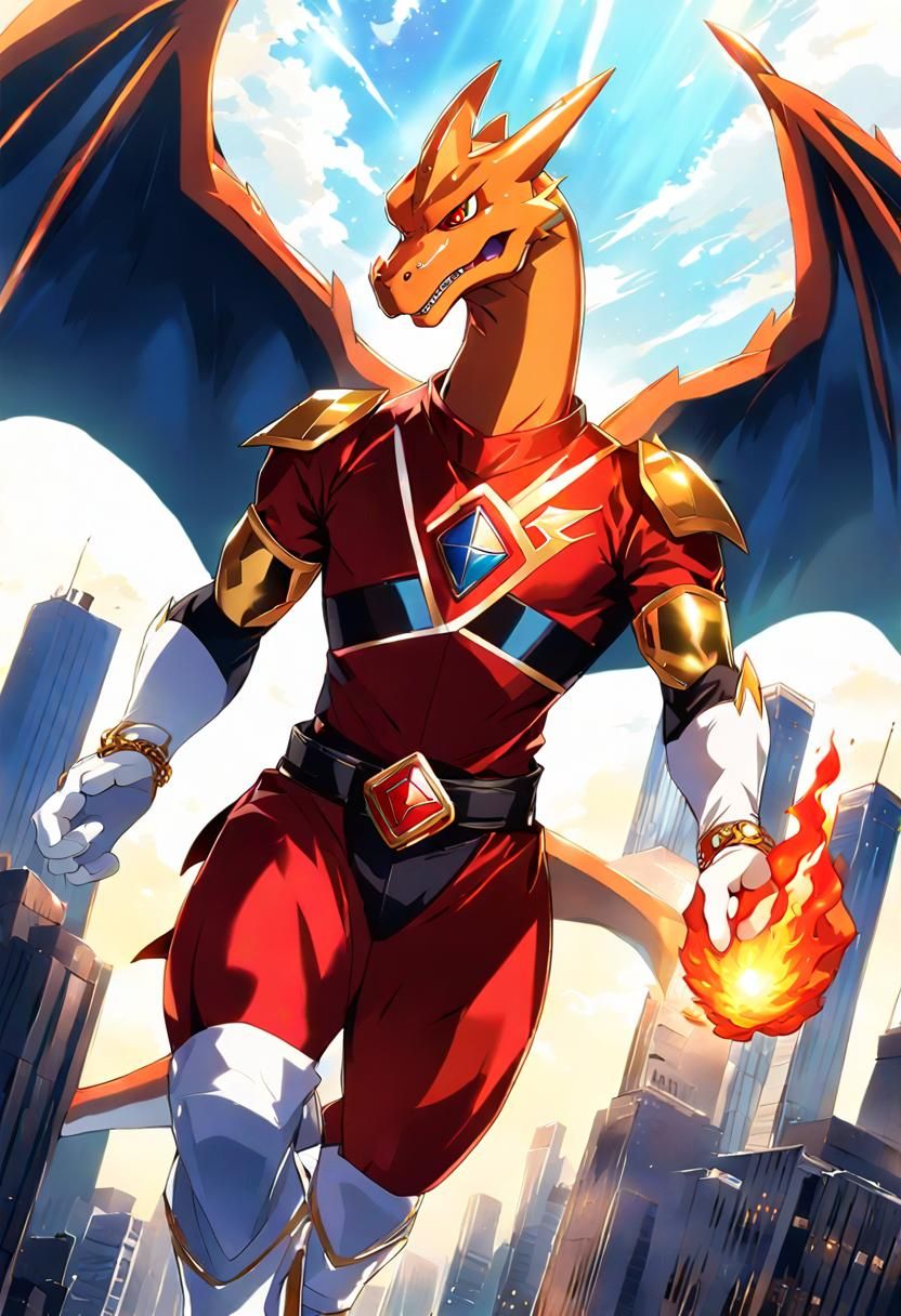 Giant Red Charizard Ranger - AI Generated Artwork - NightCafe Creator