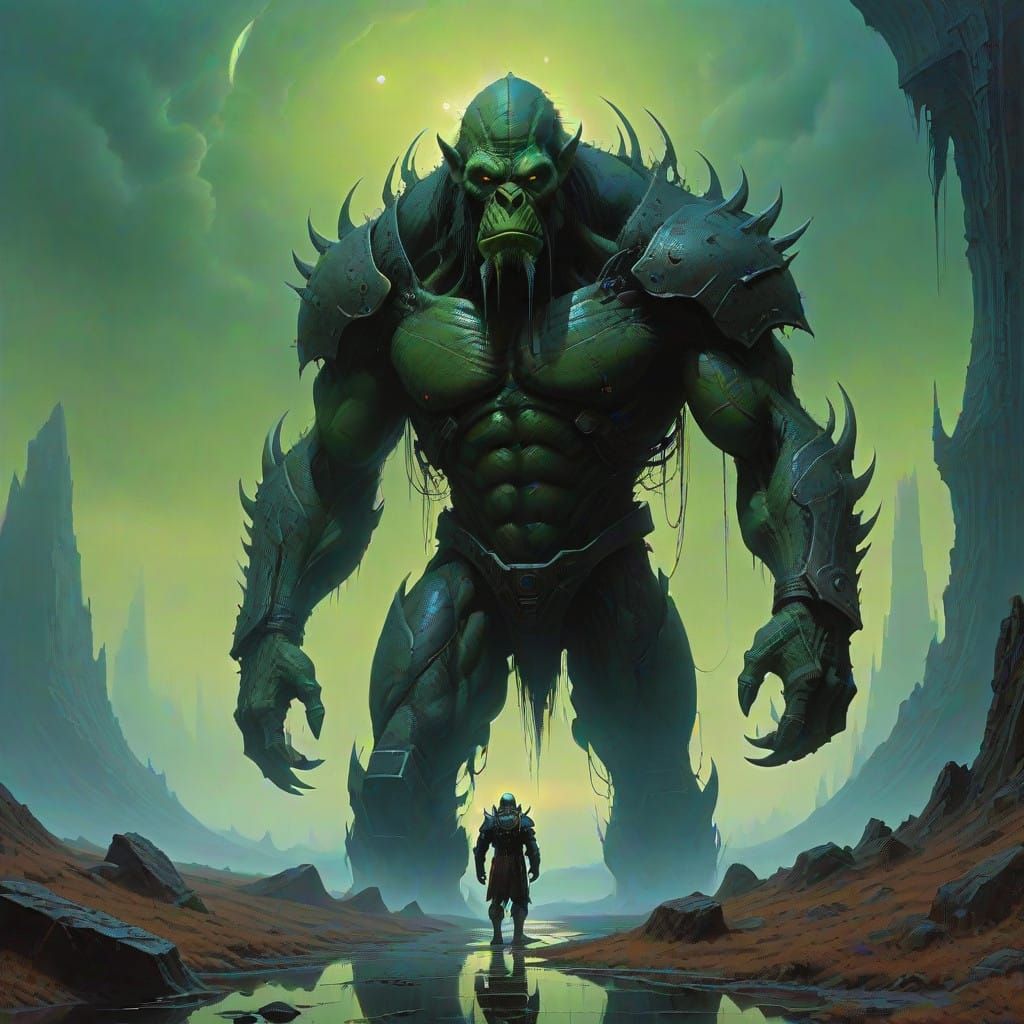 Orc meets an alien - Orc Alien Encounter in Dark Futuristic ...