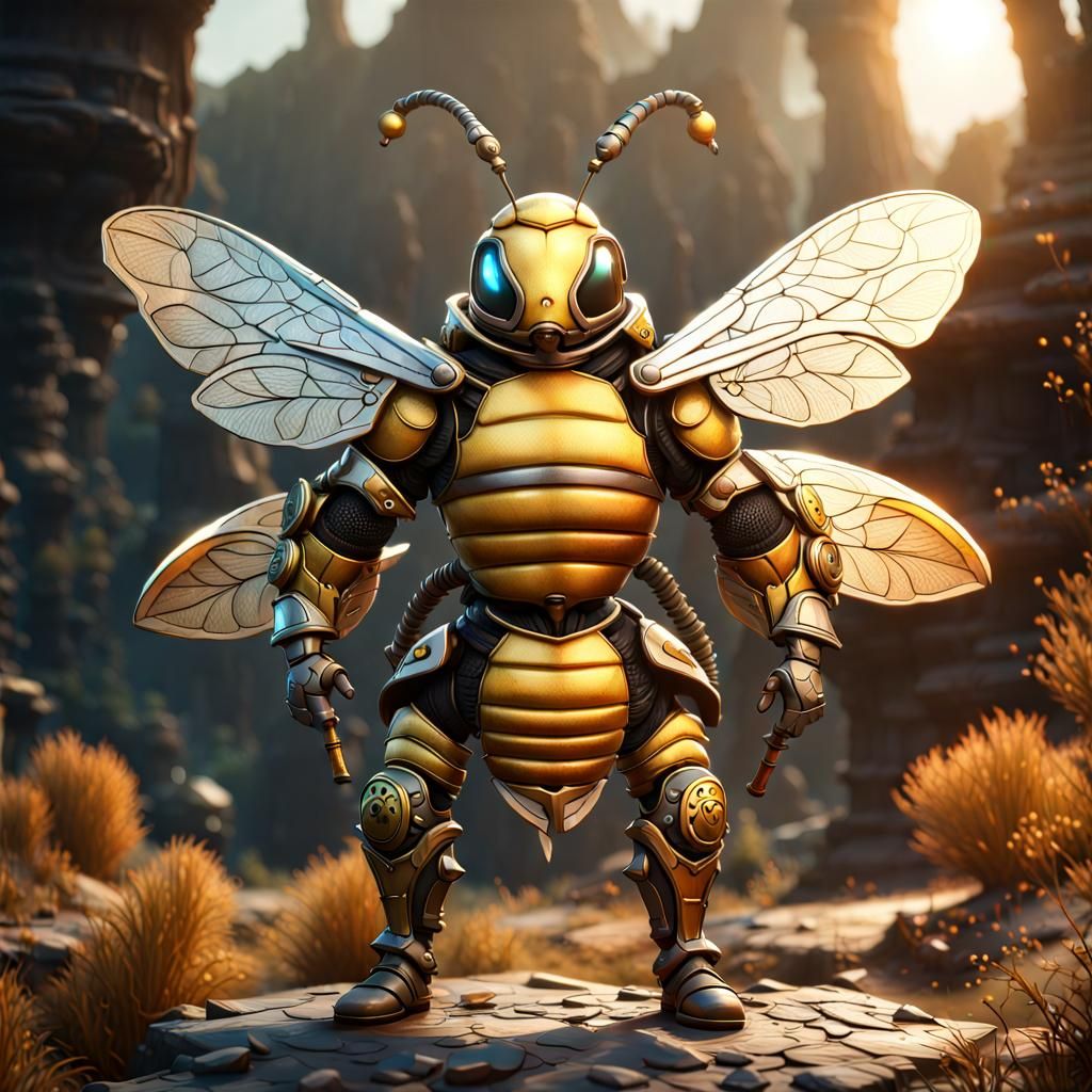 Iron bee, ready for battle - AI Generated Artwork - NightCafe Creator
