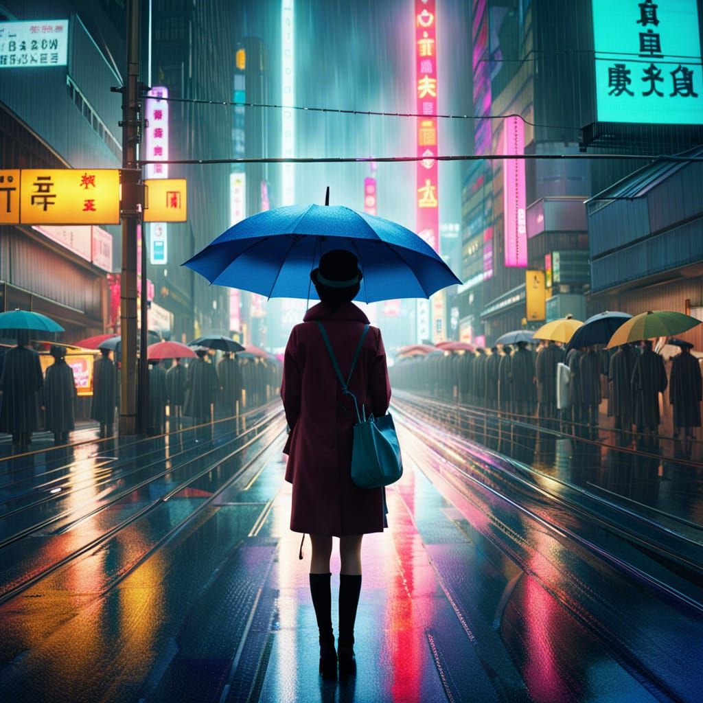 Rainy nights in Tokio - AI Generated Artwork - NightCafe Creator
