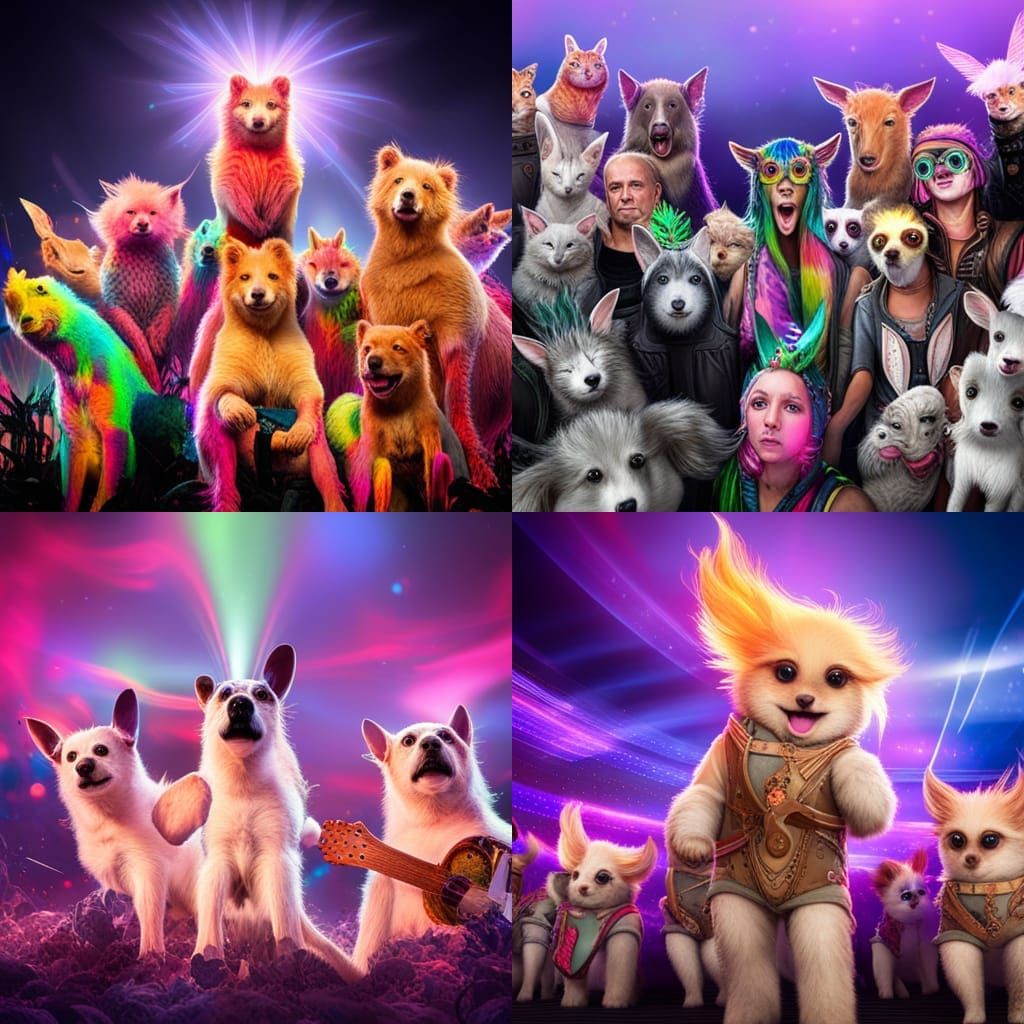 Happy Baby Animals, at the Rave Party. - AI Generated Artwork ...
