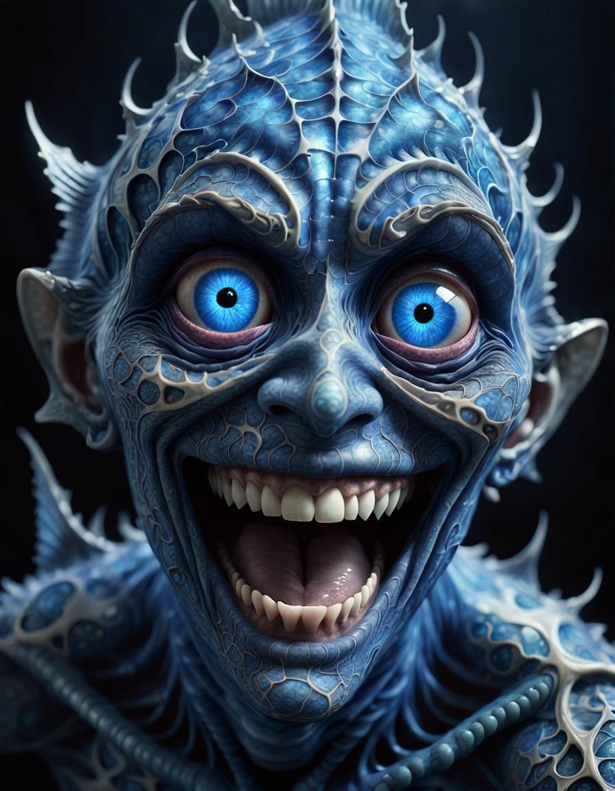 Creepy Laughing fractal fishman - AI Generated Artwork - NightCafe Creator