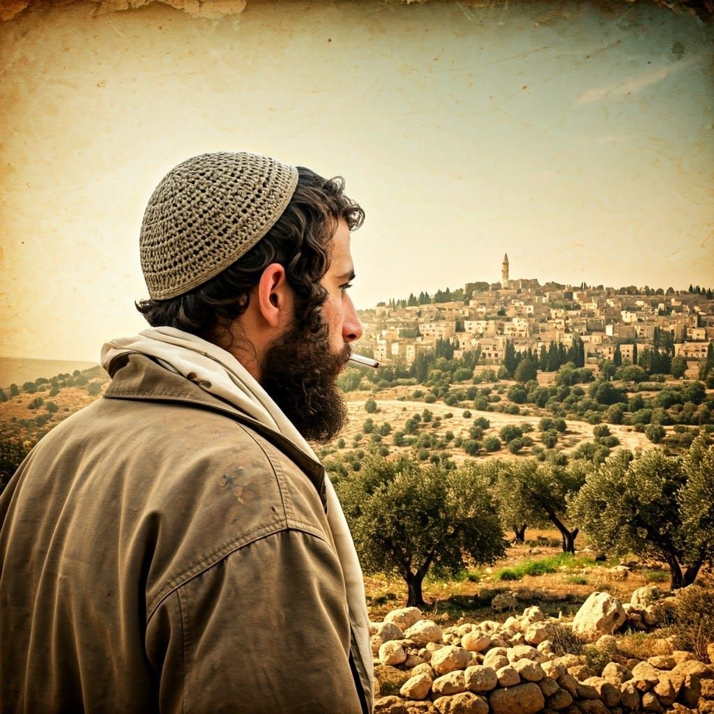 נוער גבעות 6 - Young Settler Stares Out at Ancient Hills