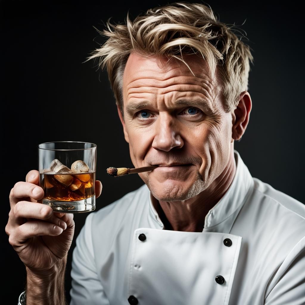 Gordon Ramsey cooking magic mushrooms and drinking whiskey - AI ...