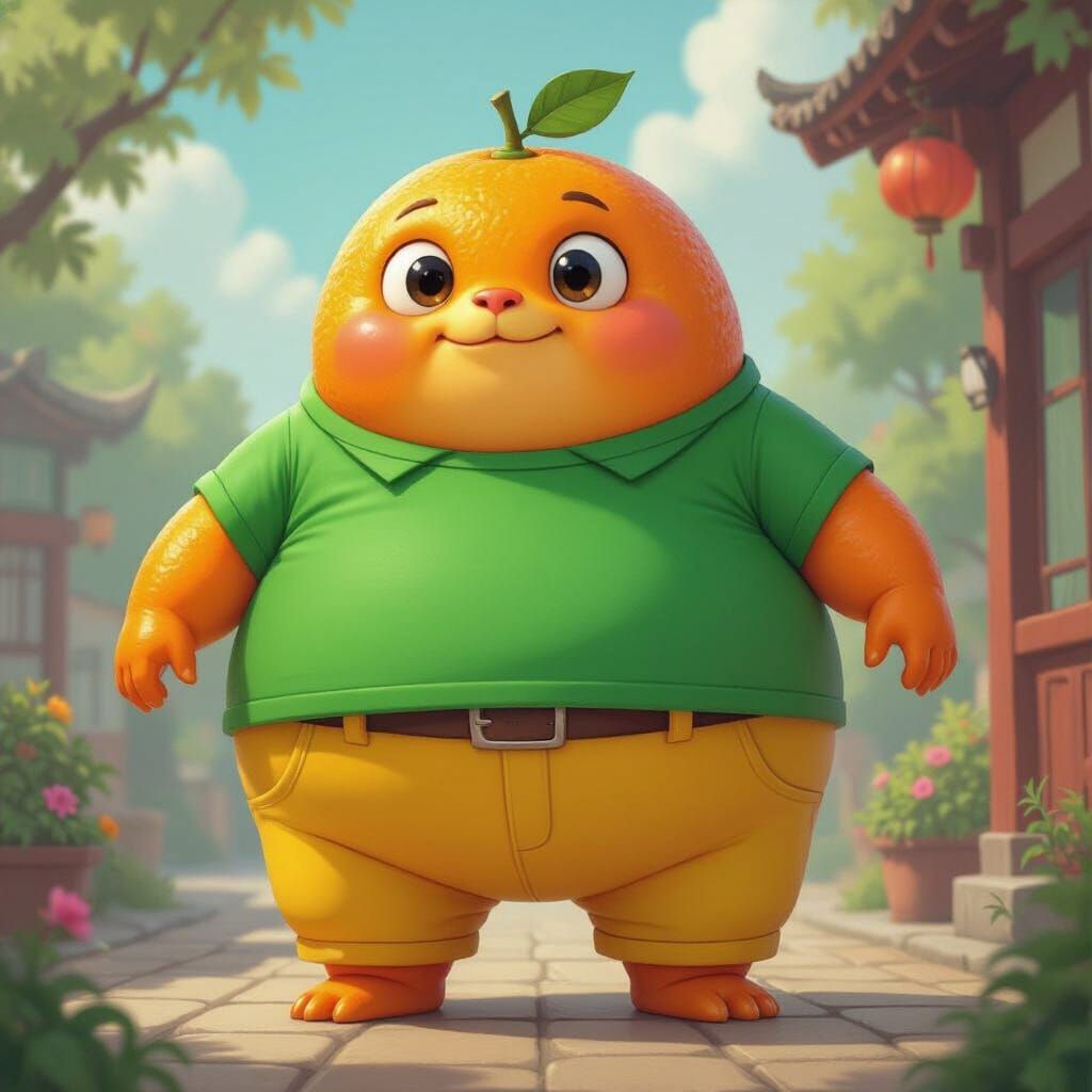 Arancino Gigantico - Cartoonish Orange Creature in Surreal W...