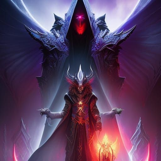 The warlock and his familiar, Malthael, the angel of death! - AI ...