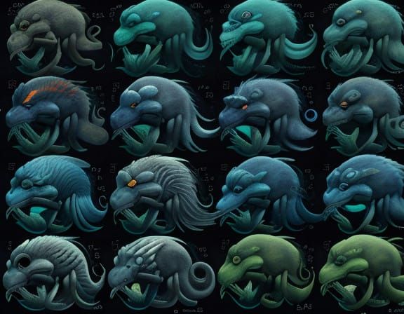 Detailed Realistic Monster Field Guide Chart - AI Art