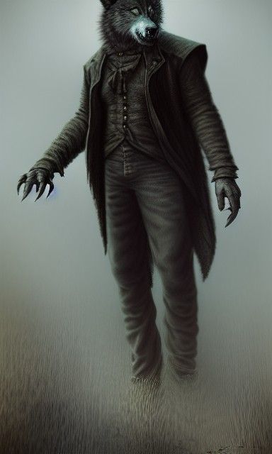 Full length portrait. Old west werewolf. Intricate, Digital ...