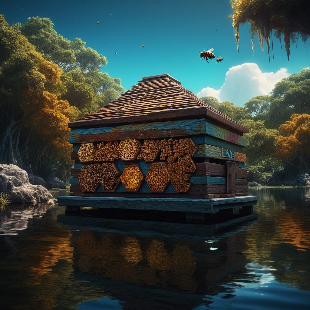 Epic Fantasy Bee Hive Logo: Lake Panasoffkee Emble... - AI Art