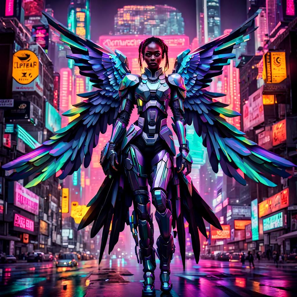 (intricately detailed futuristic artwork of a humanoid cool cyberpunk ...