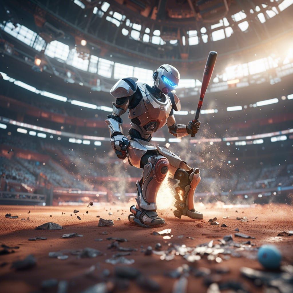 A robot baseball player - AI Generated Artwork - NightCafe Creator
