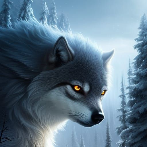 wolf in winter-forest - openpromt-gang : r/nightcafe